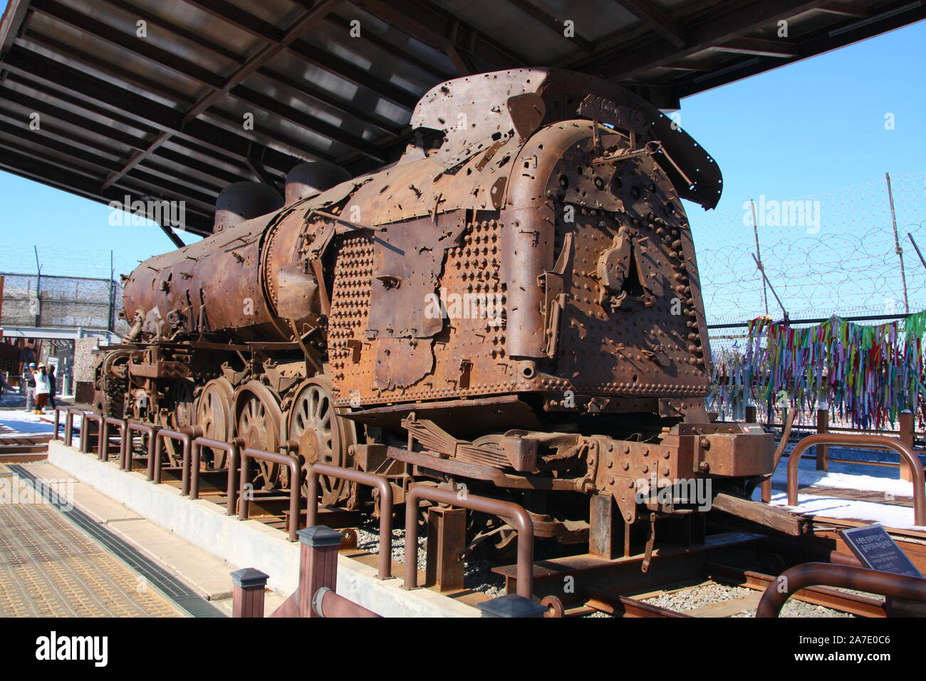 Old steam locomotive, served in Korean war, Panmunjom, South Korea, DMZ ...