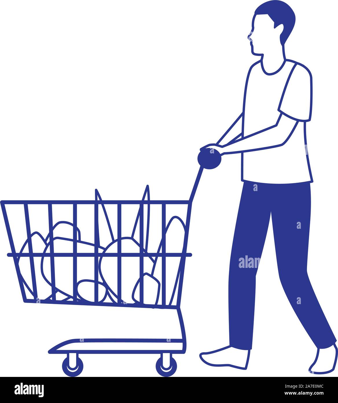 avatar man with supermarket cart, flat design Stock Vector Image & Art ...