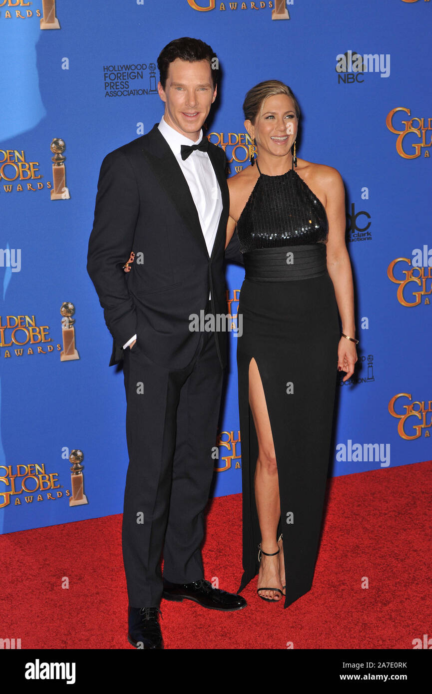 LOS ANGELES, CA - JANUARY 11, 2015: Jennifer Aniston & Benedict ...