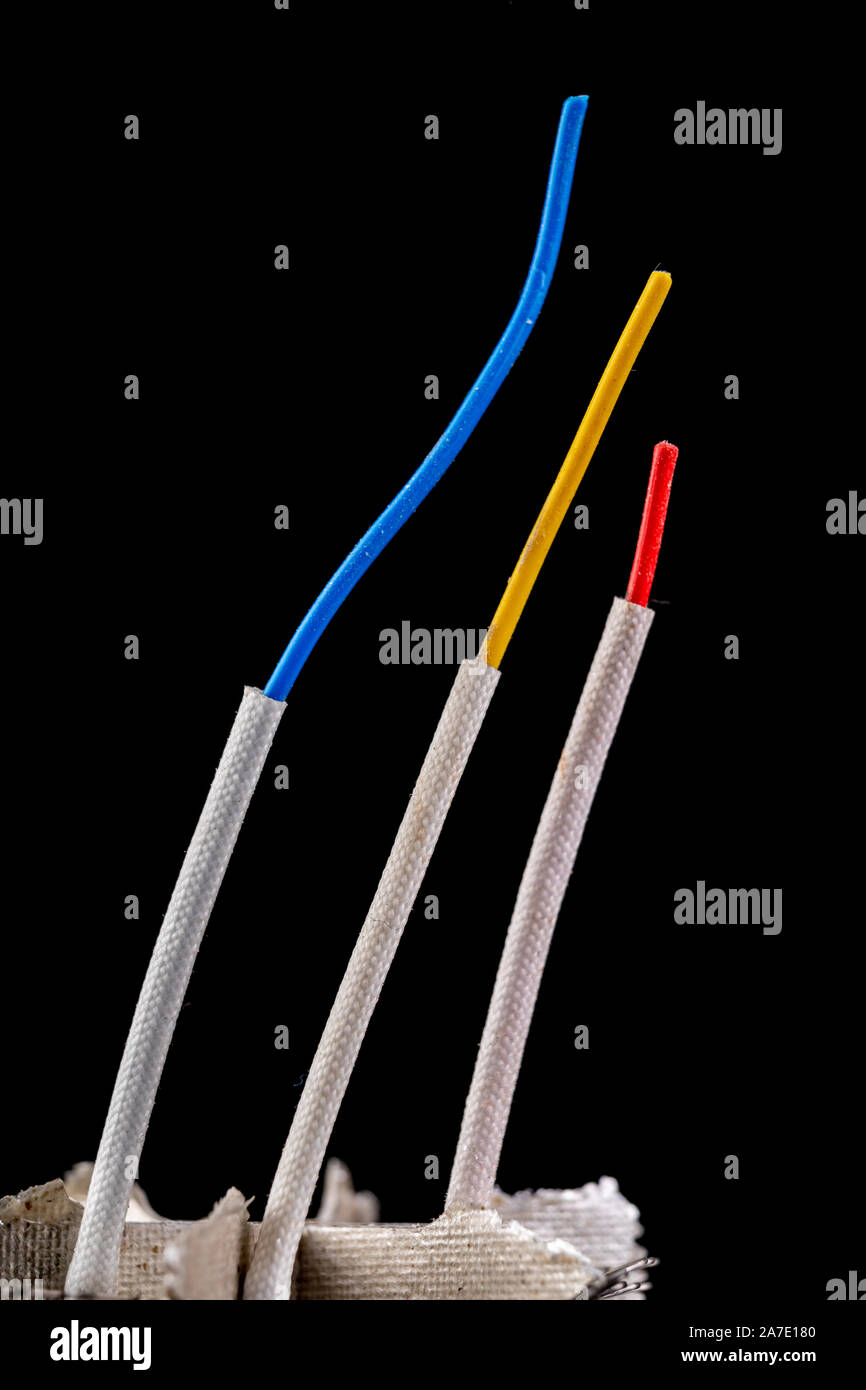 Electrical wires in the heating device. Electrically conductive cable ...