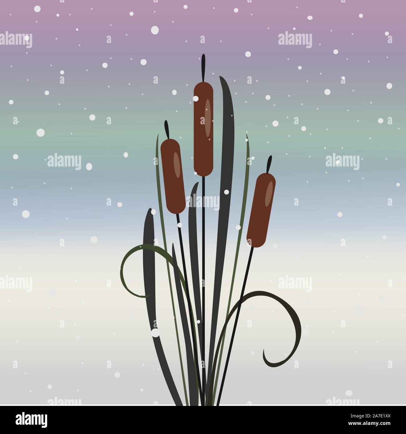 Floral Reed Pattern on cute snowy background (or background with whit ...