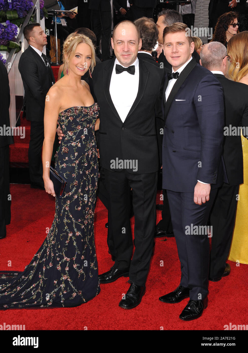 LOS ANGELES, CA - JANUARY 11, 2015: Joanna Froggatt & Gareth Neame ...