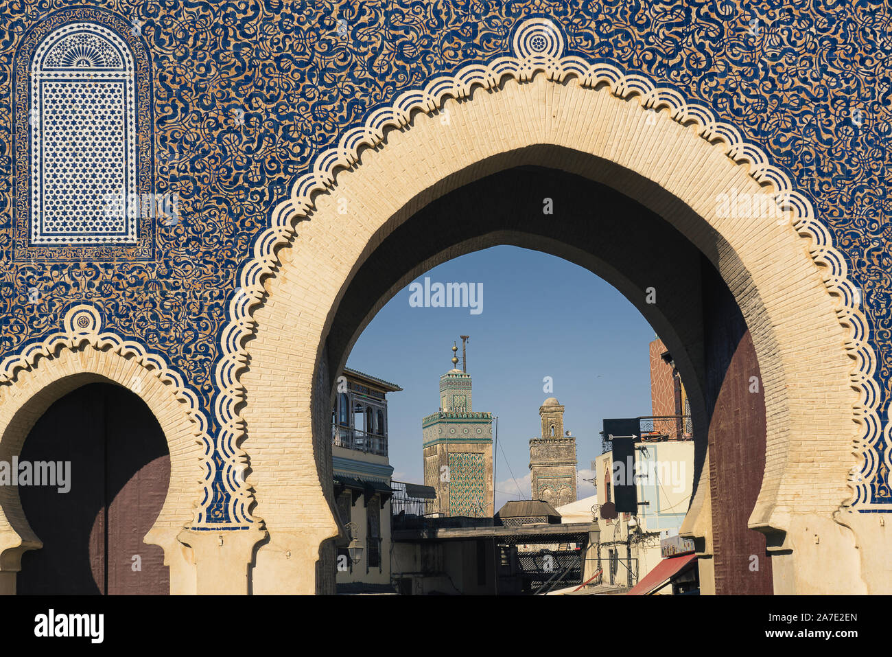 The blue gate in Fes, Morocco. Typical african and moroccan gate. World ...