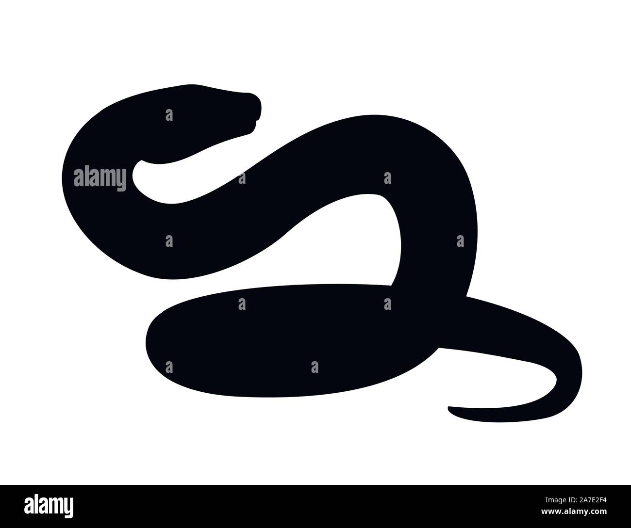 Black silhouette snake cartoon animal design flat vector illustration ...
