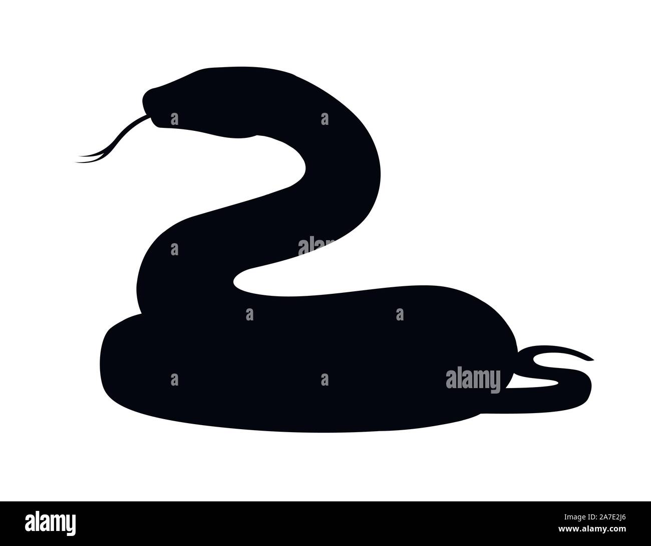 Black silhouette snake cartoon animal design flat vector illustration ...