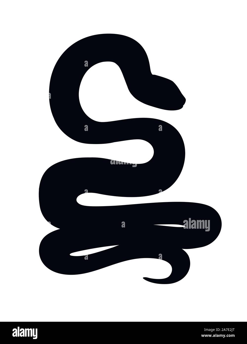 Black silhouette snake cartoon animal design flat vector illustration ...