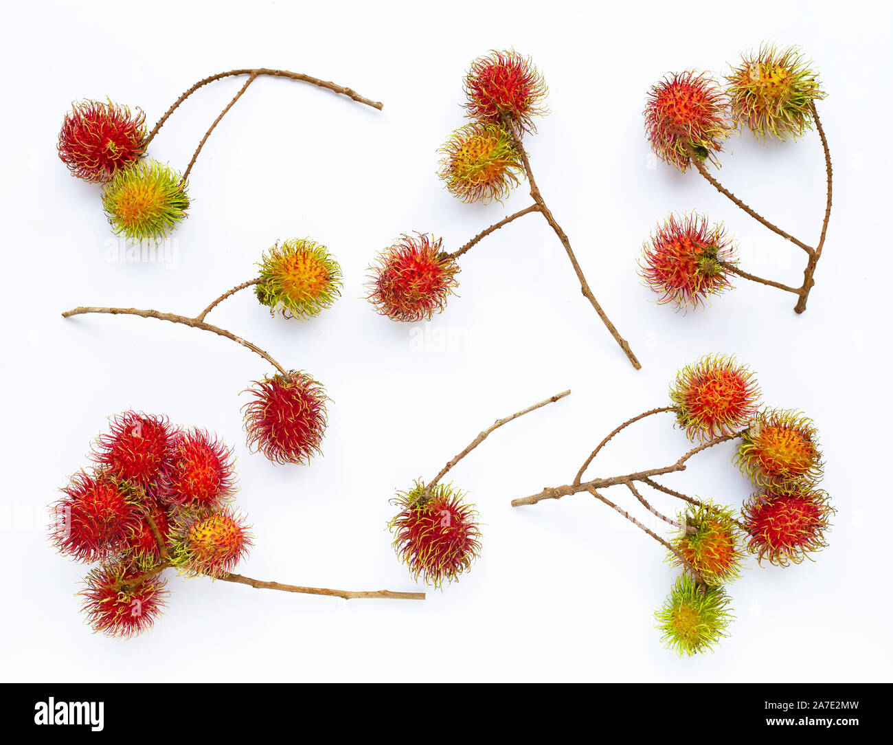 Top view of Rambutan isolated on white background. Copy space Stock ...
