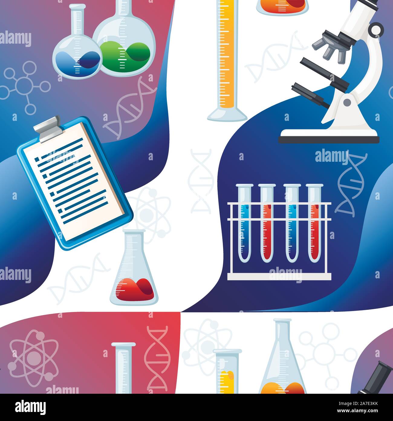 Seamless pattern of chemistry laboratory cartoon design equipment ...