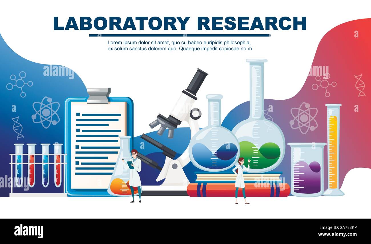 Chemistry laboratory abstract design with big equipment and little ...