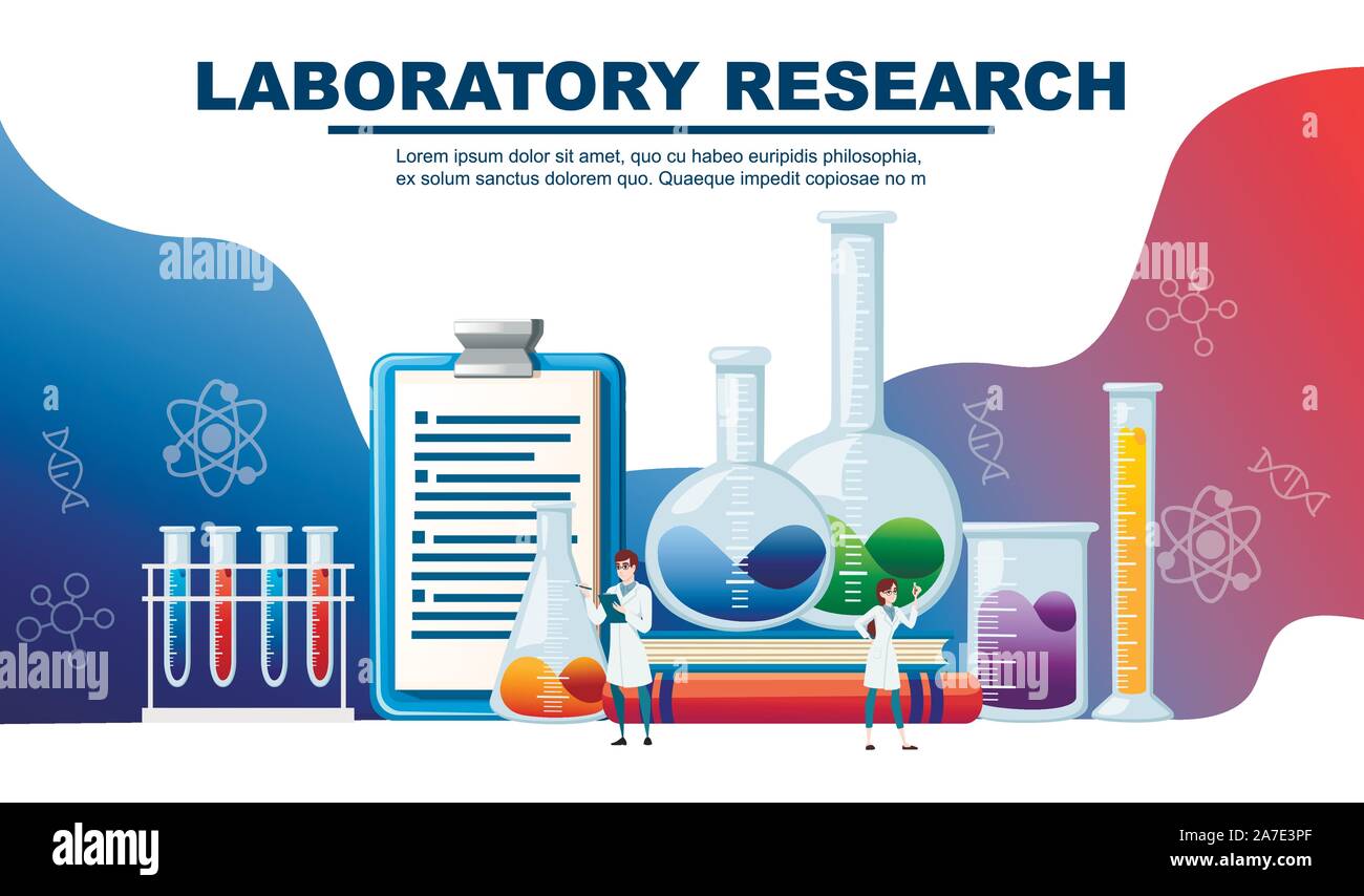 Chemistry laboratory abstract design with big equipment and little ...