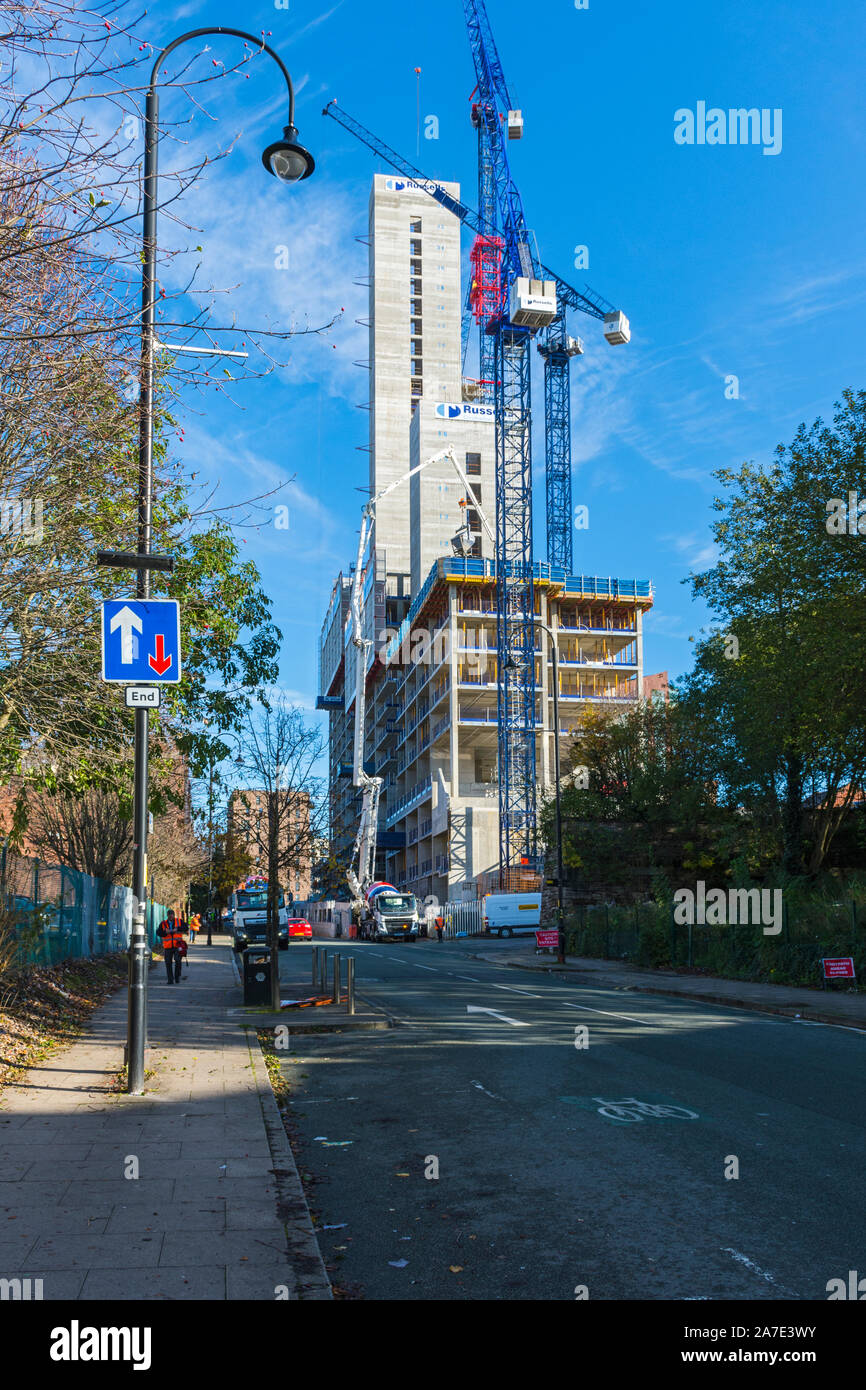 The Oxygen Tower apartment block, under construction Oct 2019, Store ...
