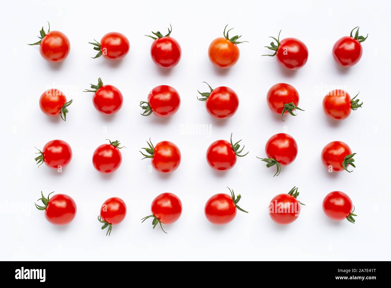 Fresh tomatoes isolated on white background. Top view Stock Photo - Alamy