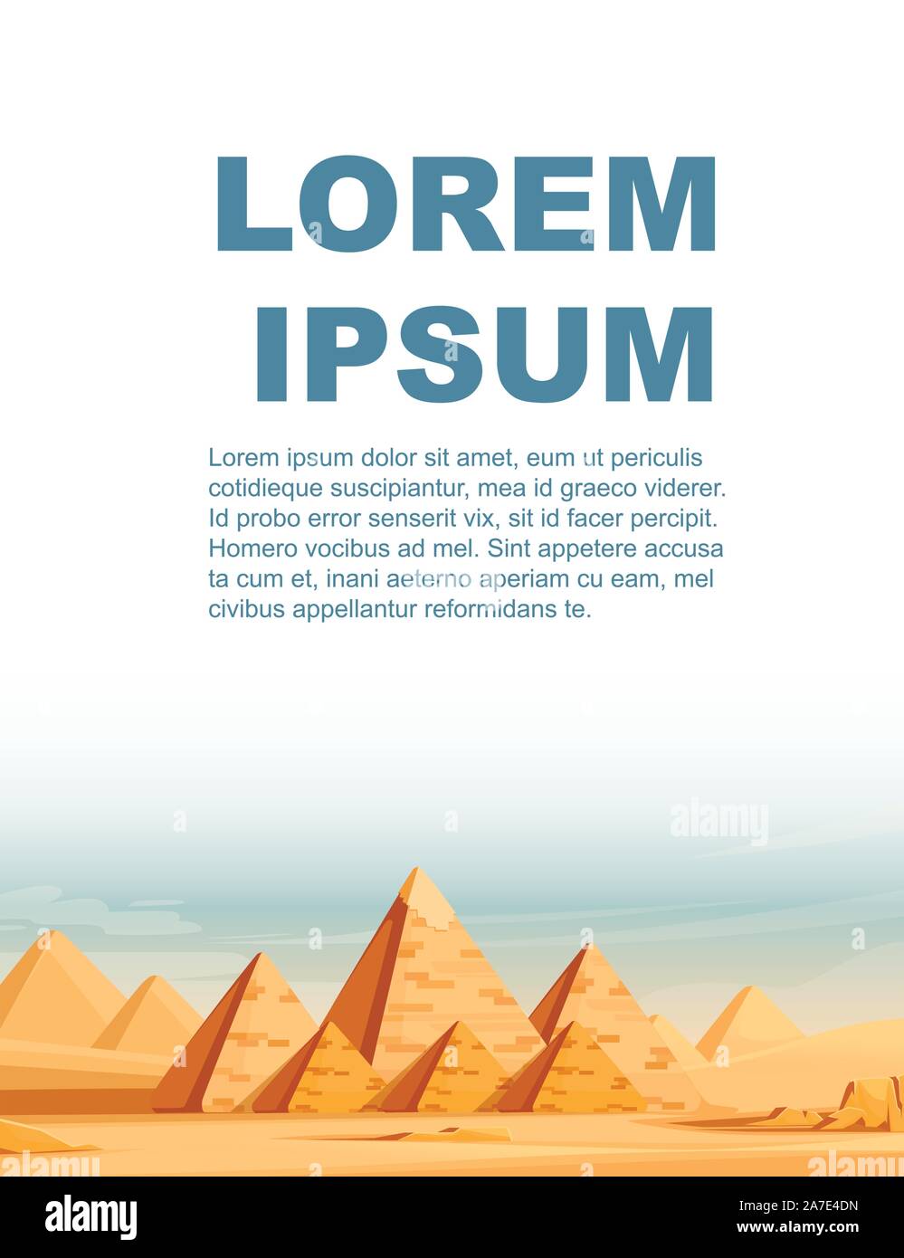 Giza Egyptian Pyramids desert landscape with camels flat vector ...