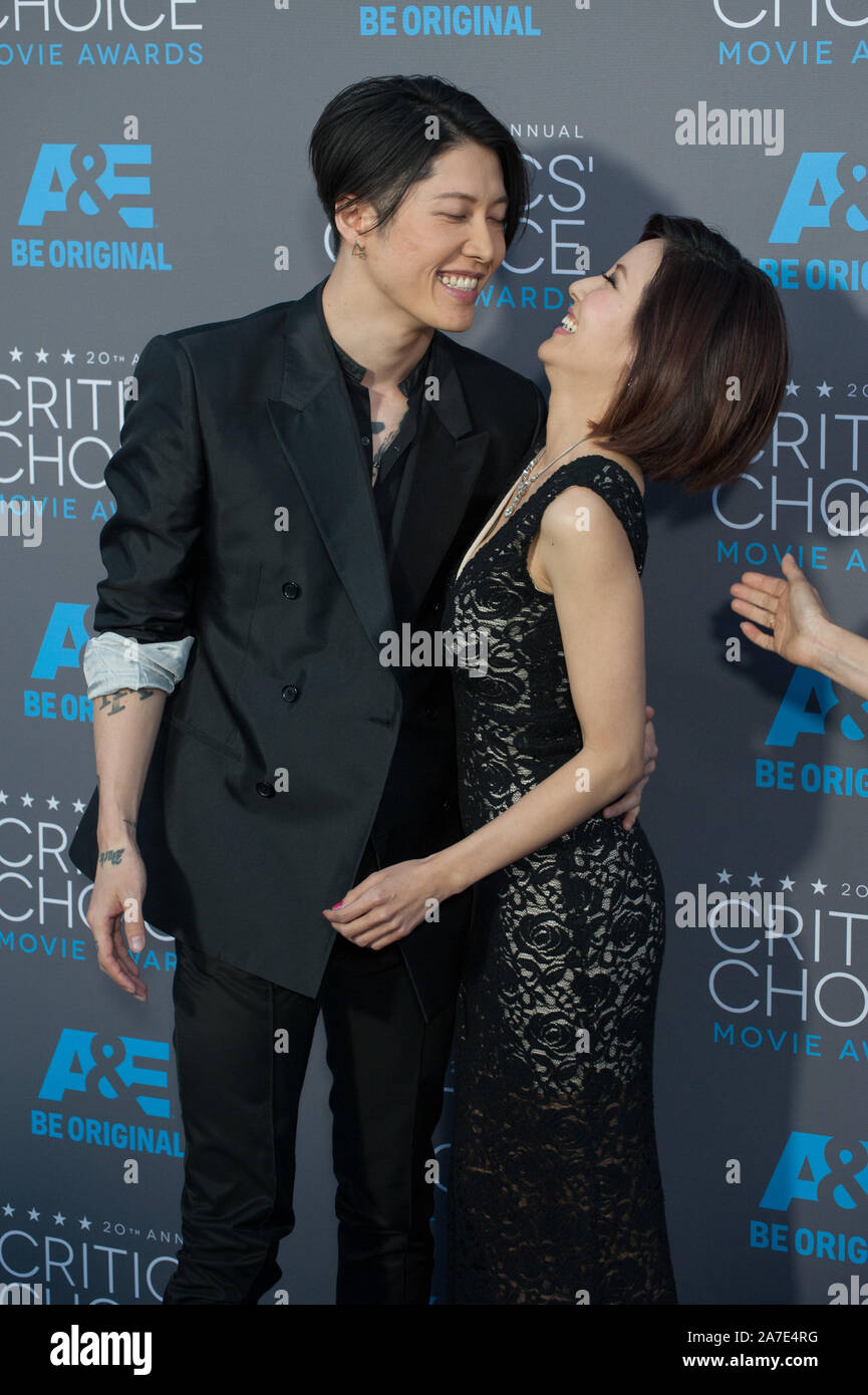 LOS ANGELES, CA - JANUARY 15, 2015: Takamasa Ishihara (Miyavi) & wife ...
