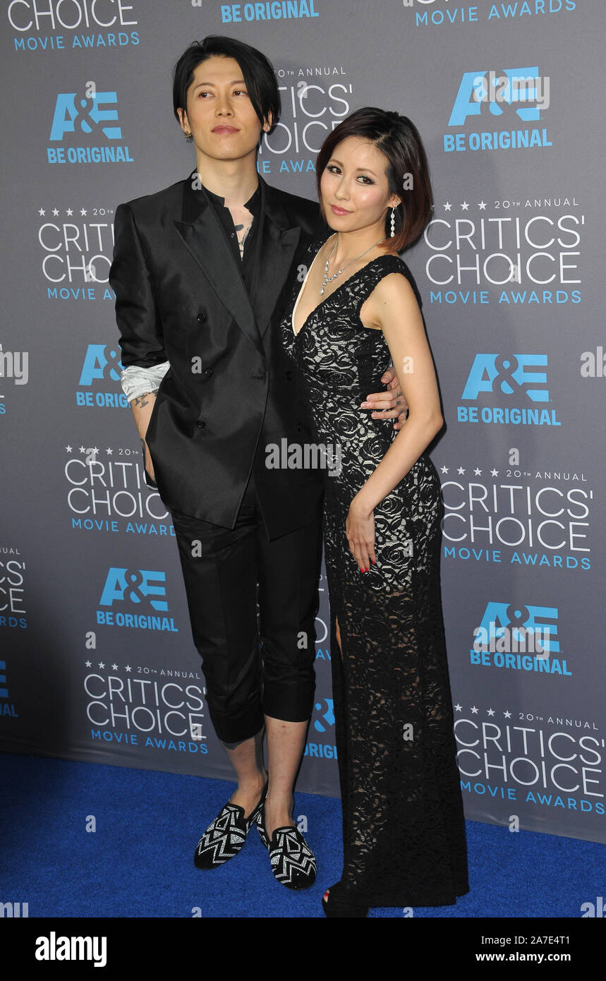 LOS ANGELES, CA - JANUARY 15, 2015: Takamasa Ishihara (Miyavi) & wife ...