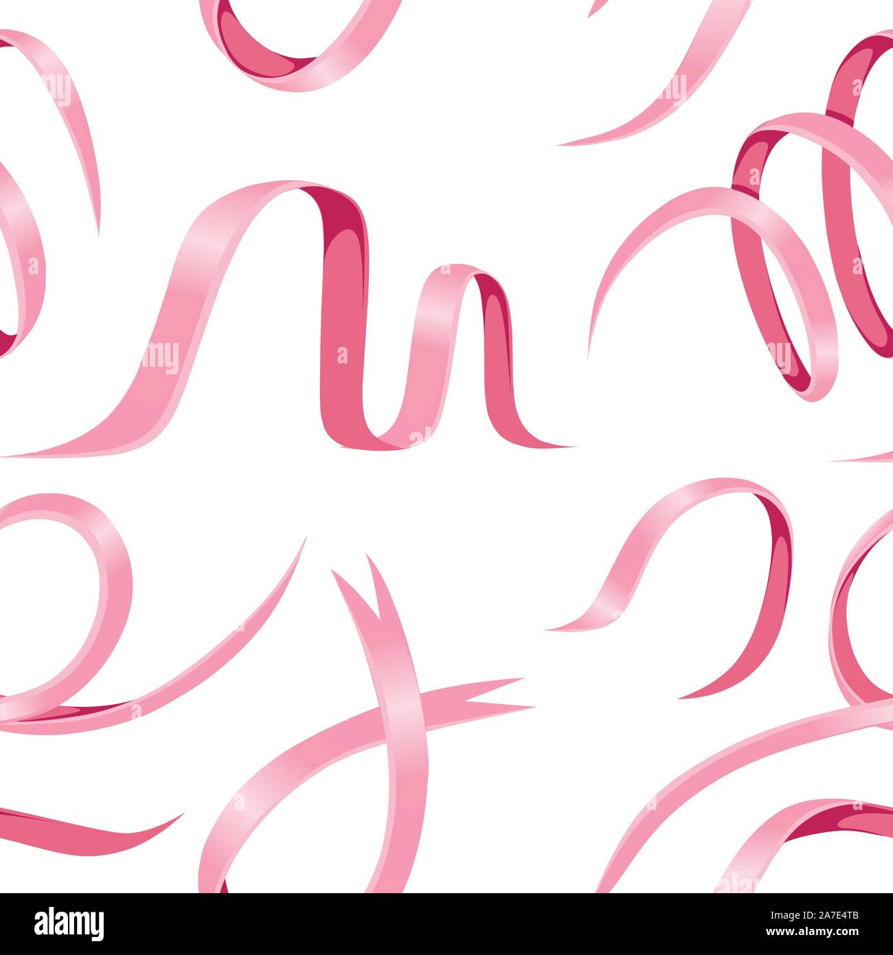 Seamless pattern of pink glossy ribbon flat vector illustration on ...