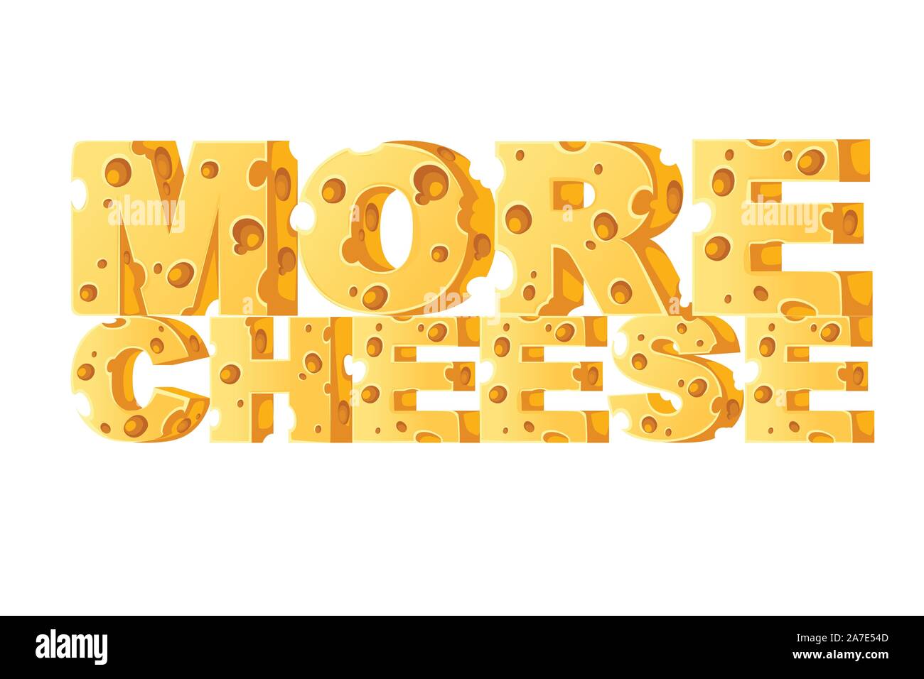 Concept MORE CHEESE word food style letters flat vector illustration on ...