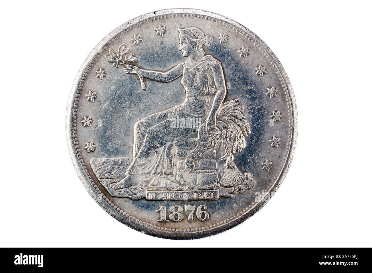 old vintage silver dollar from 1876 isolated on background Stock Photo ...