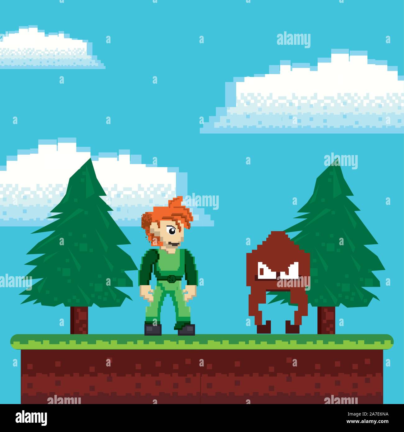 video game warriors in pixelated scene Stock Vector Image & Art - Alamy