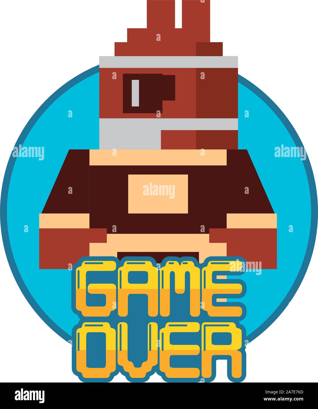 video game pixelated warrior with game over message Stock Vector Image ...