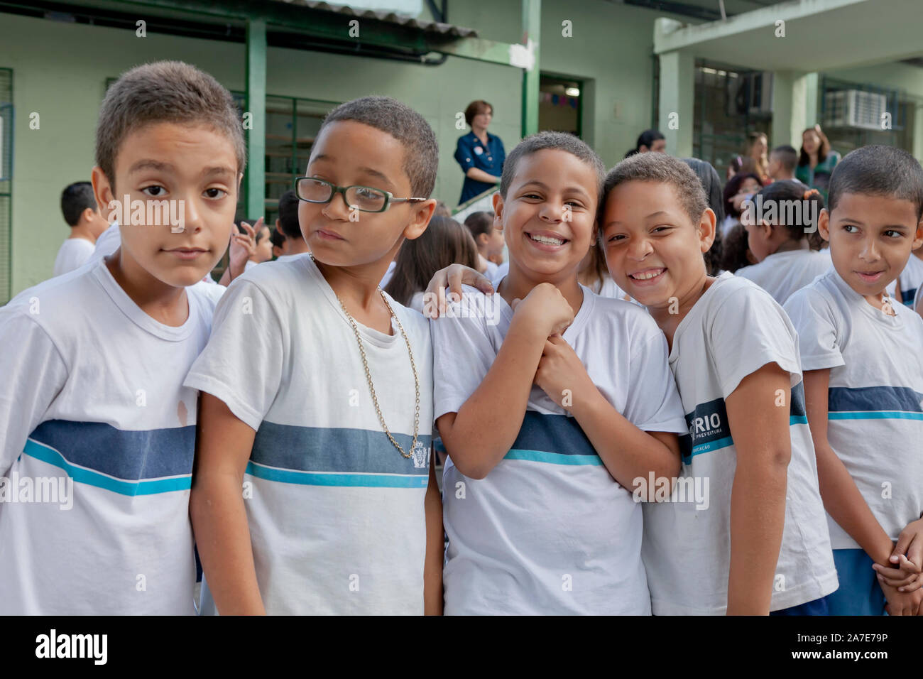 Young Brazilian students in school uniform Stock Photo - Alamy