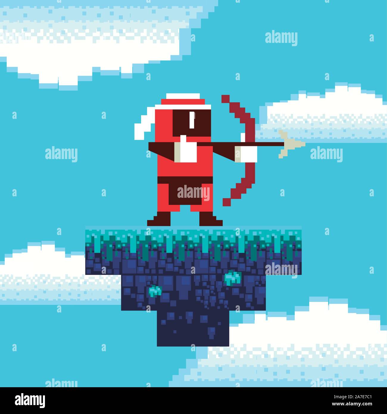 video game archery warrior in pixelated scene Stock Vector Image & Art ...