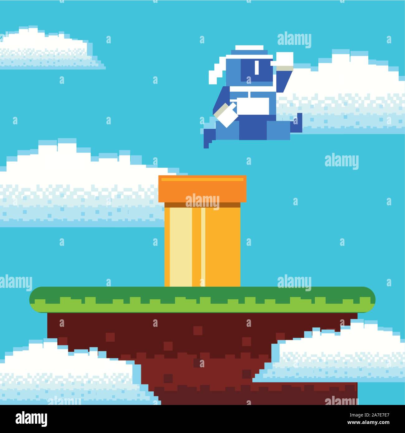 video game ninja warrior in pixelated scene Stock Vector Image & Art ...