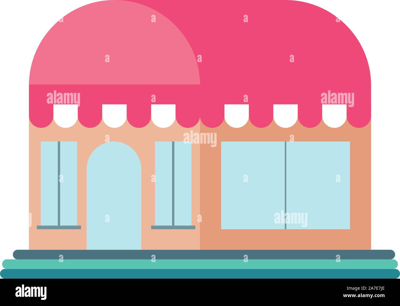 shop front with striped tent in white background vector illustration ...