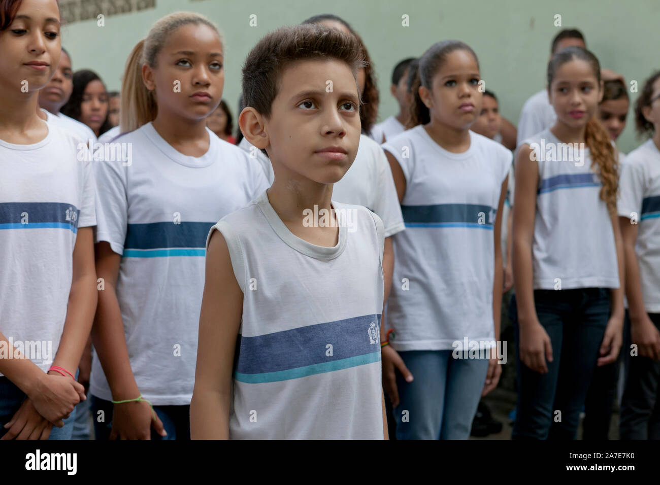Young Brazilian students in school uniform Stock Photo - Alamy