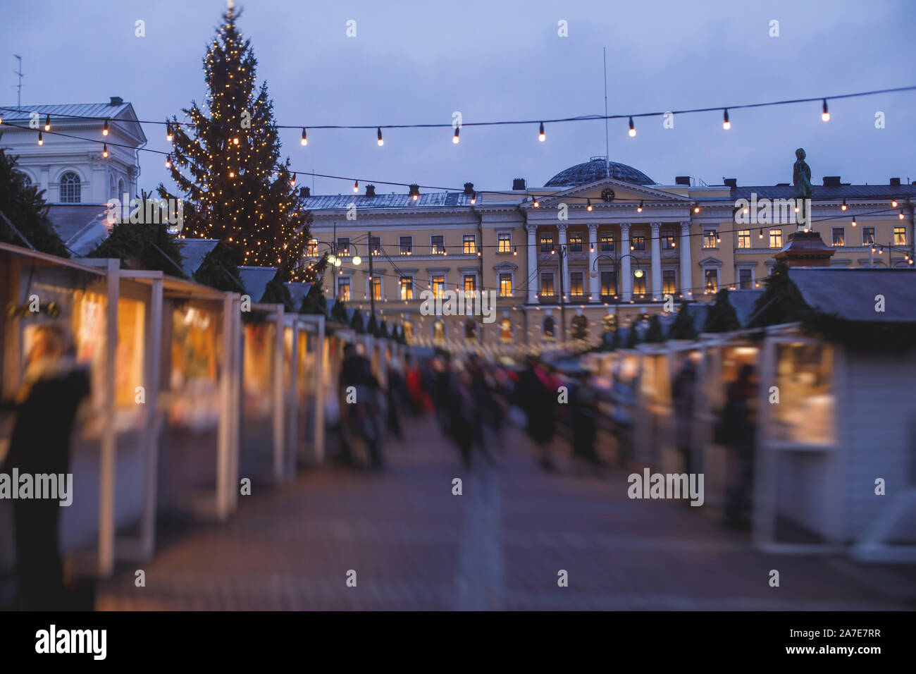 Christmas decorations in the historical center streets of Helsinki ...