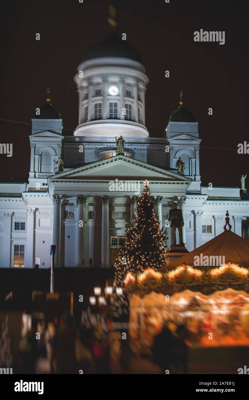 Christmas decorations in the historical center streets of Helsinki ...