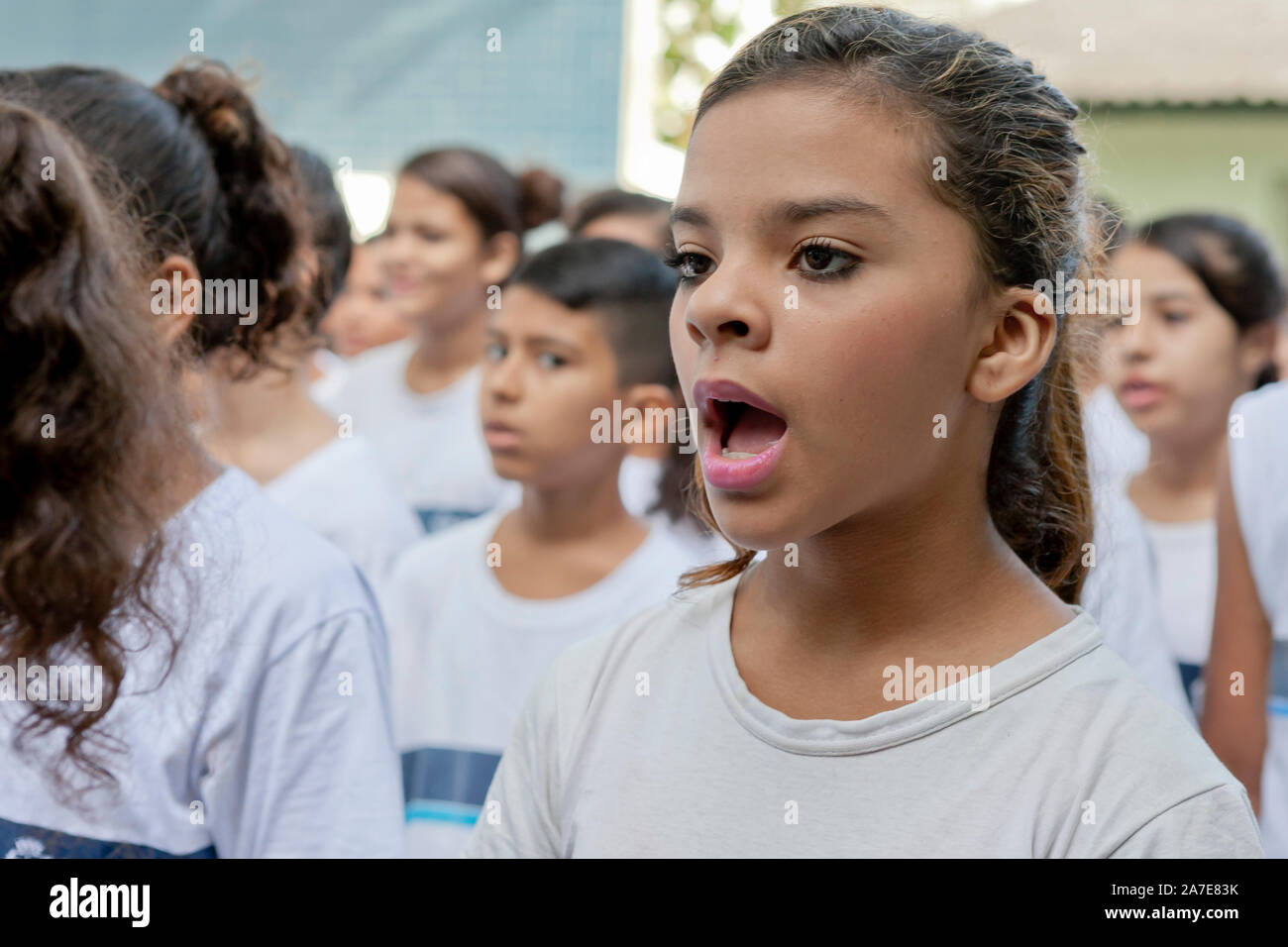 Young Brazilian students in school uniform Stock Photo - Alamy