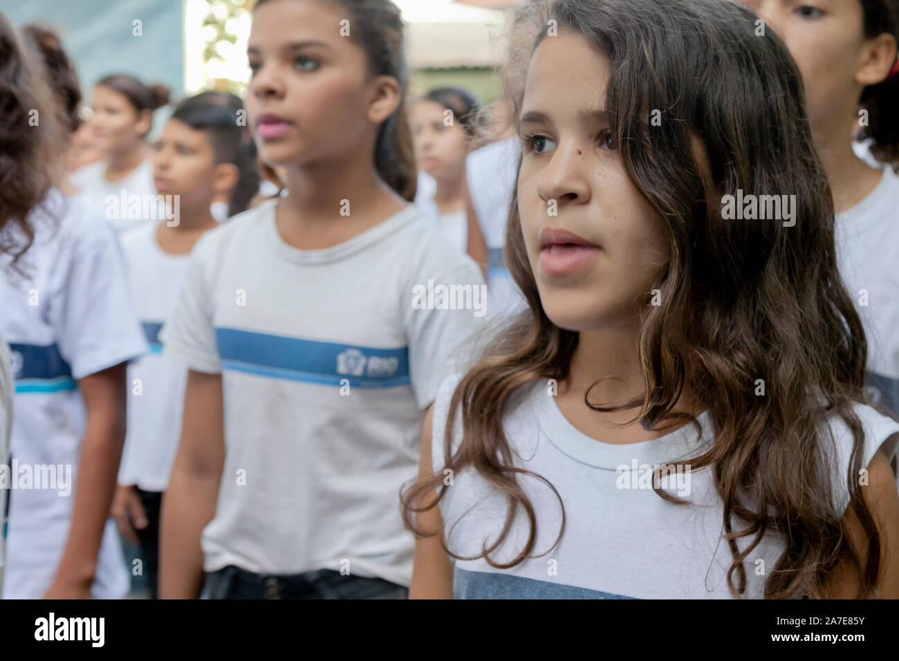 Young Brazilian students in school uniform Stock Photo - Alamy