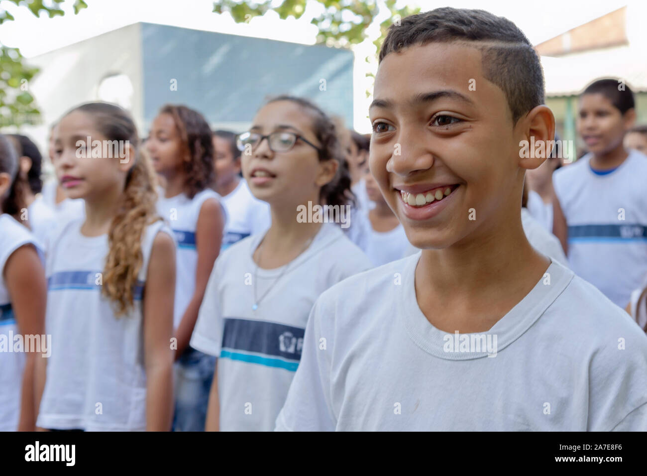 Young Brazilian students in school uniform Stock Photo - Alamy
