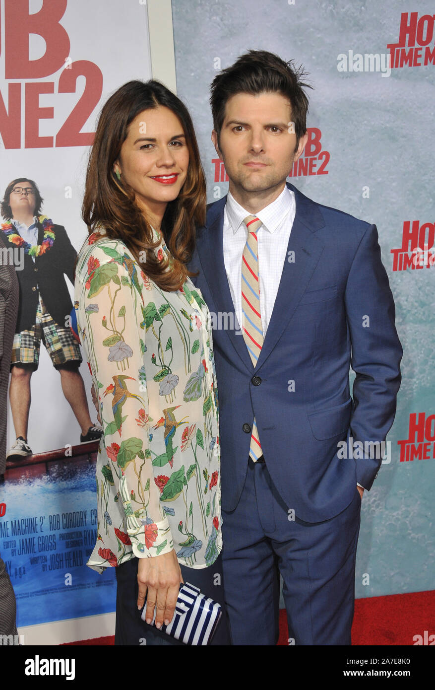 LOS ANGELES, CA - FEBRUARY 18, 2015: Adam Scott & wife Naomi Scott at the Los Angeles premiere ...