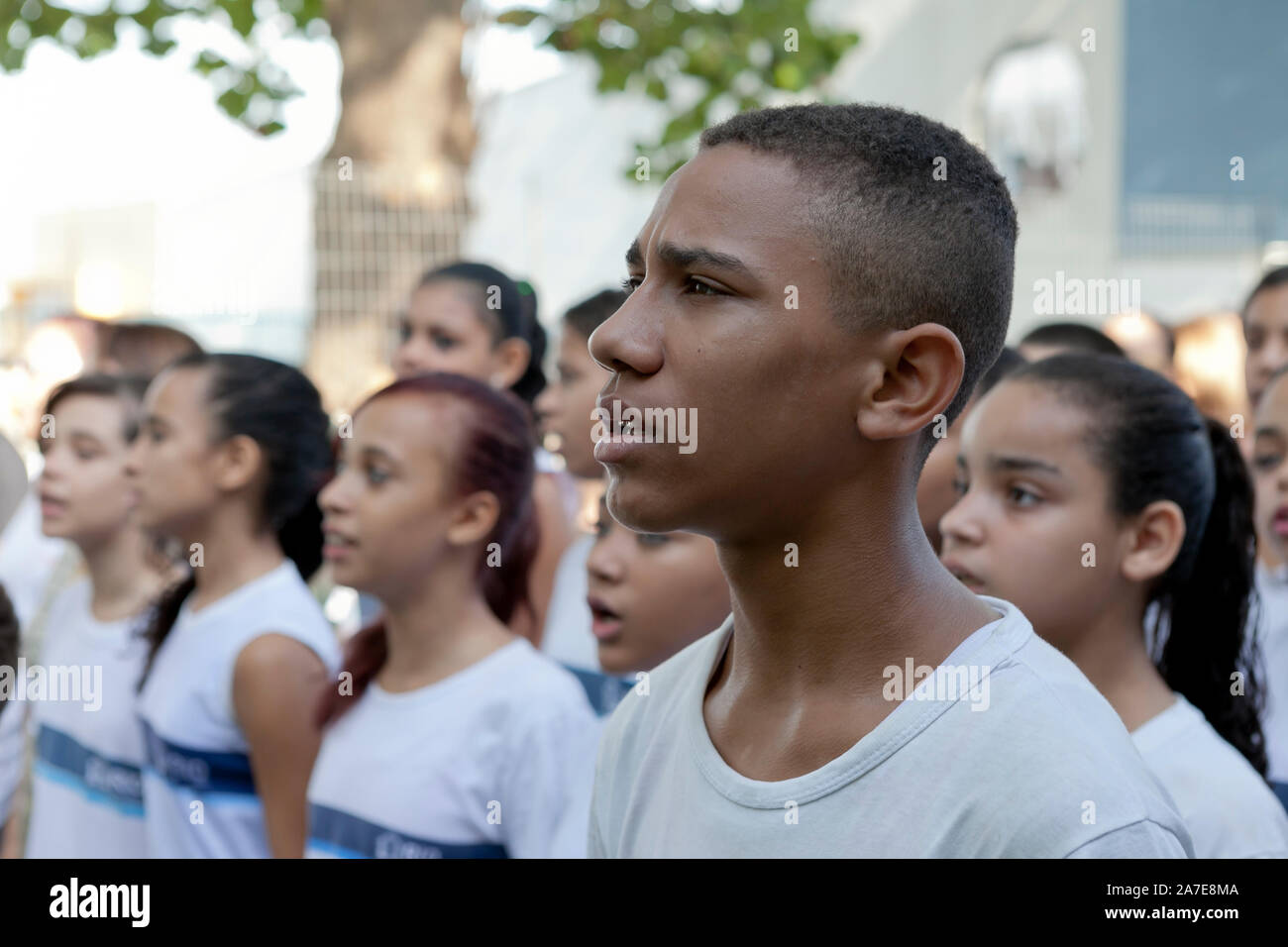 Young Brazilian students in school uniform Stock Photo - Alamy