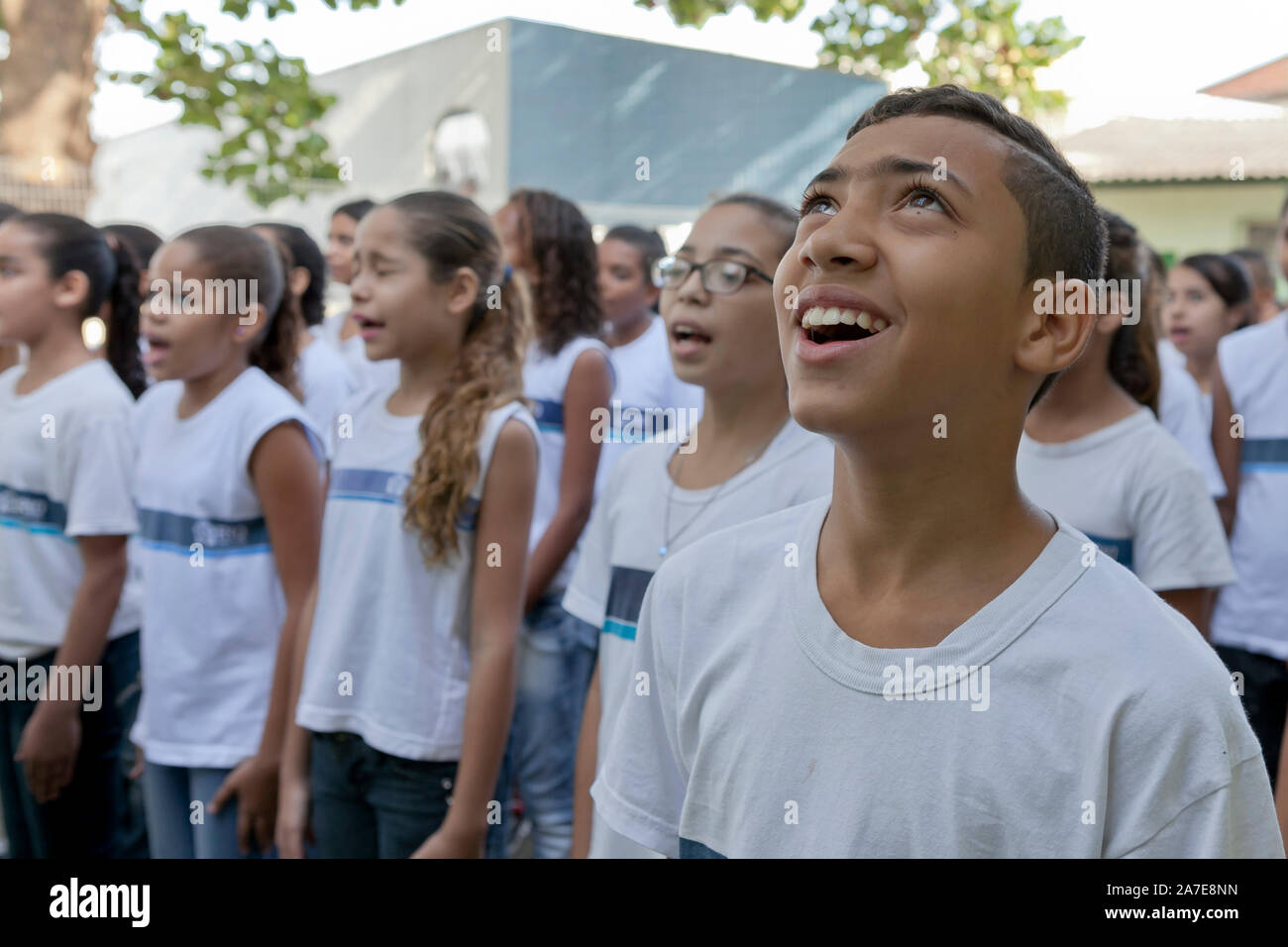 Young Brazilian students in school uniform Stock Photo - Alamy