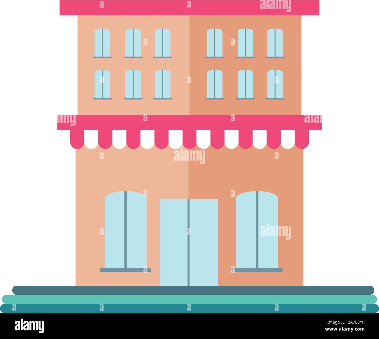 shop front with striped tent in white background vector illustration ...