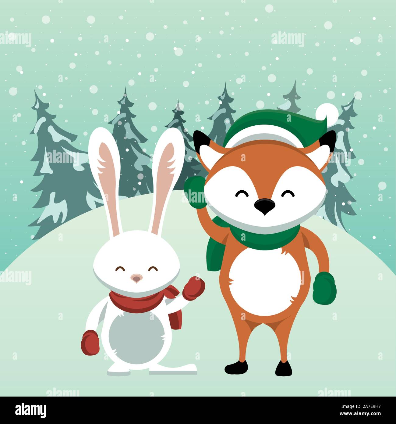 Fox frost woodland Stock Vector Images - Alamy