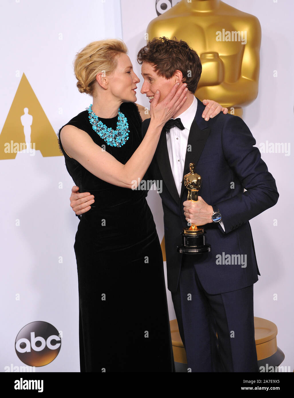 LOS ANGELES, CA - FEBRUARY 22, 2015: Cate Blanchett & Eddie Redmayne at ...
