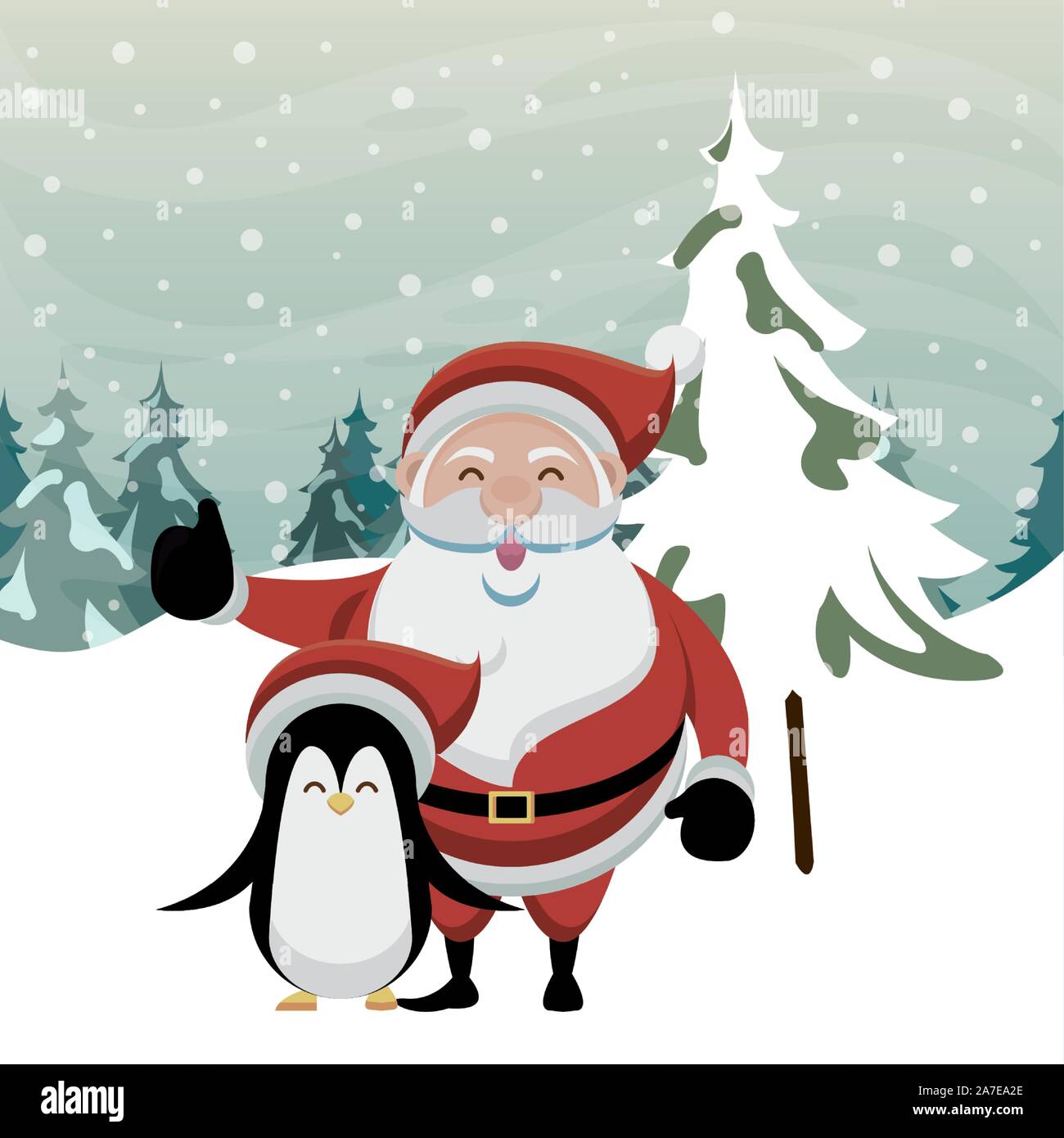 christmas snowscape scene with santa claus Stock Vector Image & Art - Alamy