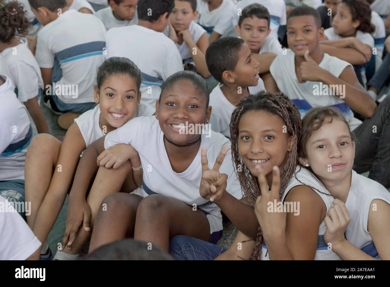 Young Brazilian students in school uniform Stock Photo - Alamy