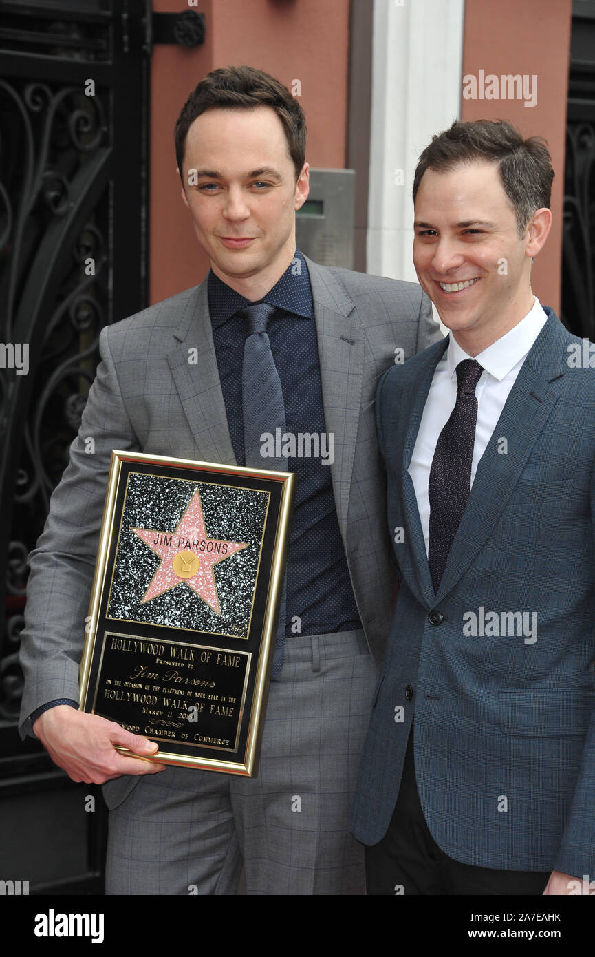 LOS ANGELES, CA - MARCH 11, 2015: Actor Jim Parsons & partner Todd ...