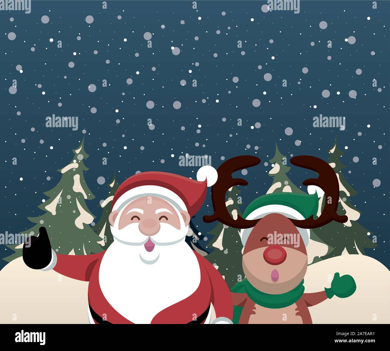 christmas snowscape scene with reindeer Stock Vector Image & Art - Alamy