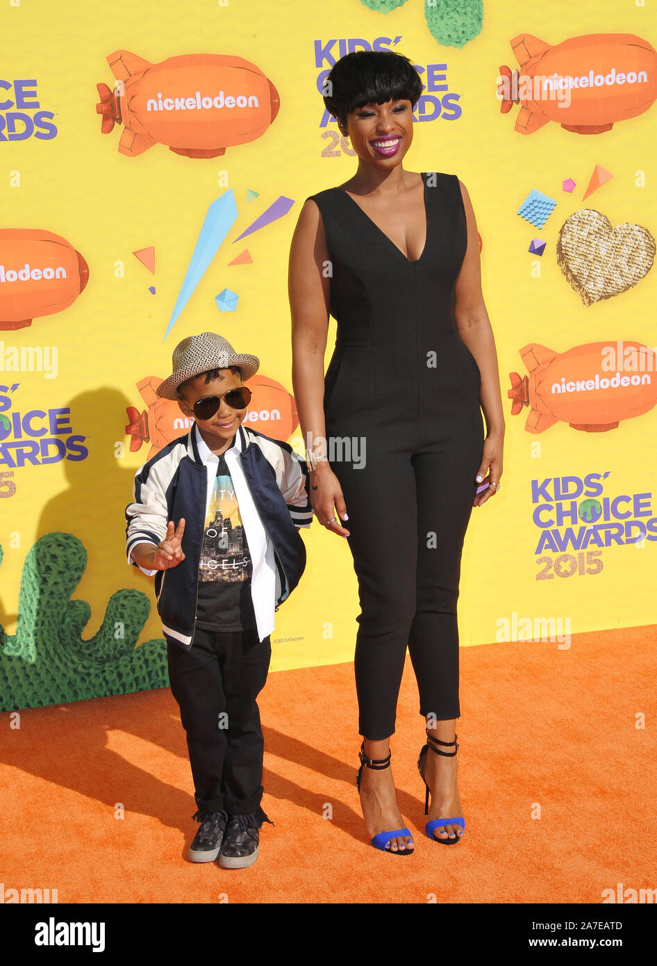 LOS ANGELES, CA - MARCH 28, 2015: Jennifer Hudson & son David Daniel ...