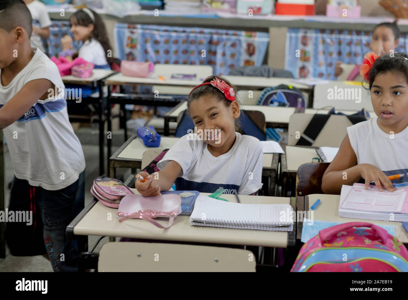 Young Brazilian students in school uniform Stock Photo - Alamy