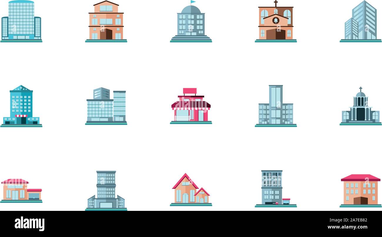 real estates property icon set on white background vector illustration ...