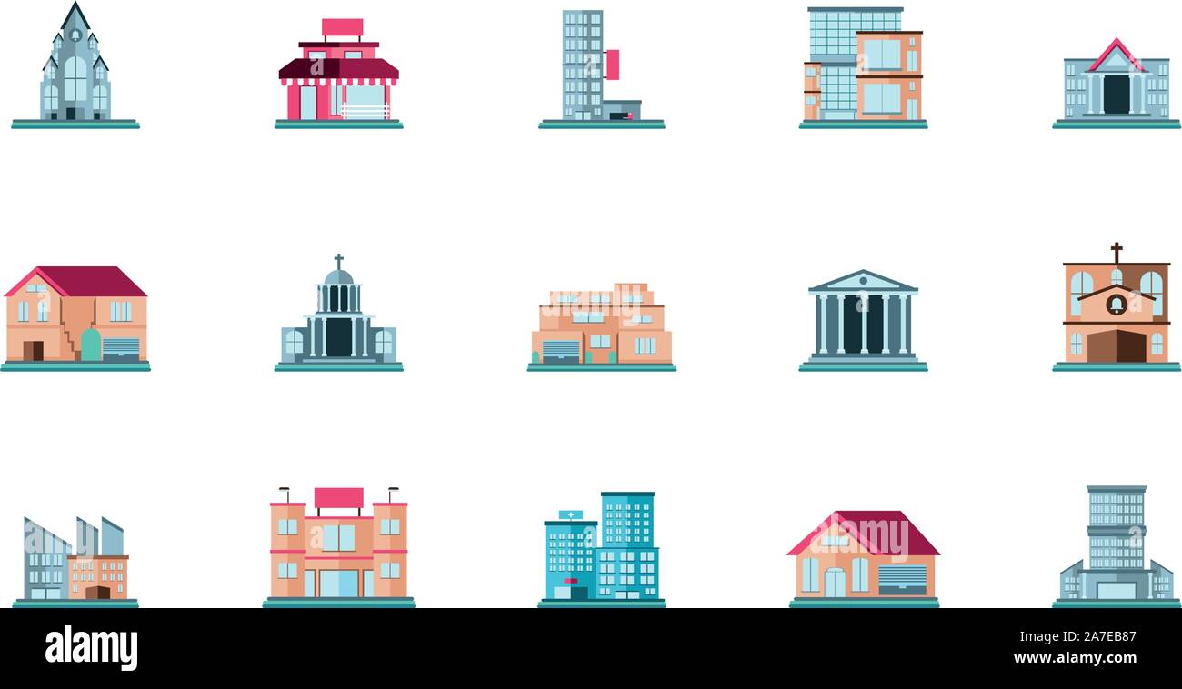 real estates property icon set on white background vector illustration ...