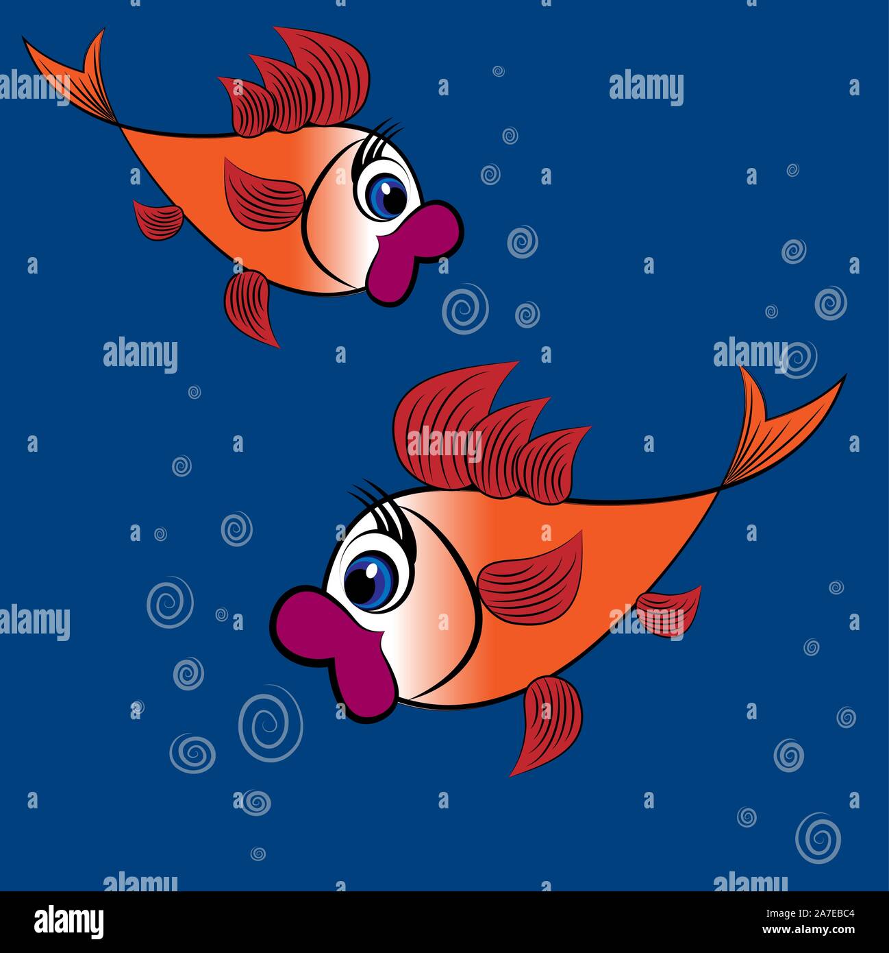 Cartoon Goldfish Kiss