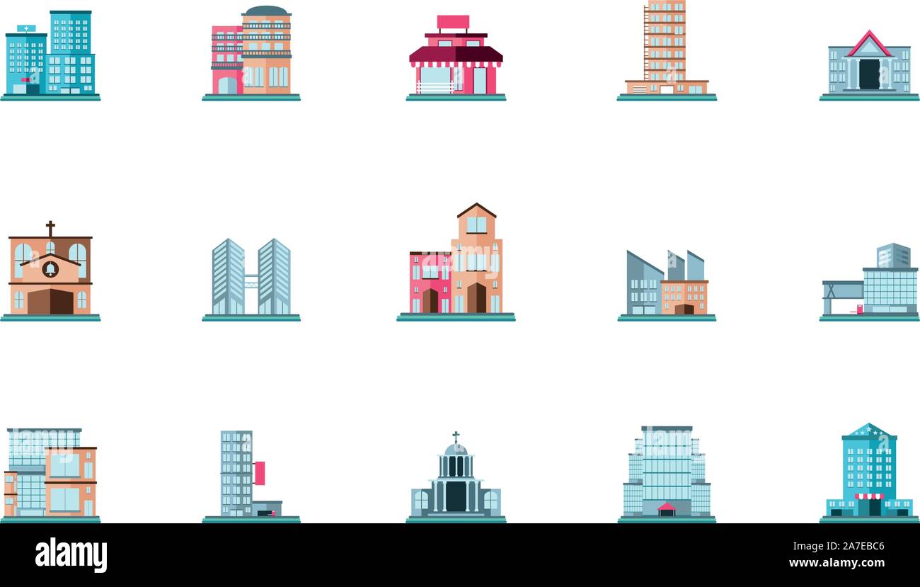 real estates property icon set on white background vector illustration ...